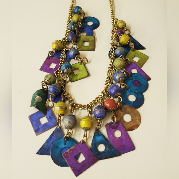 Vintage | Jewelry | Vintage Retro 8s 90s Painted Metal Brass Charm ...